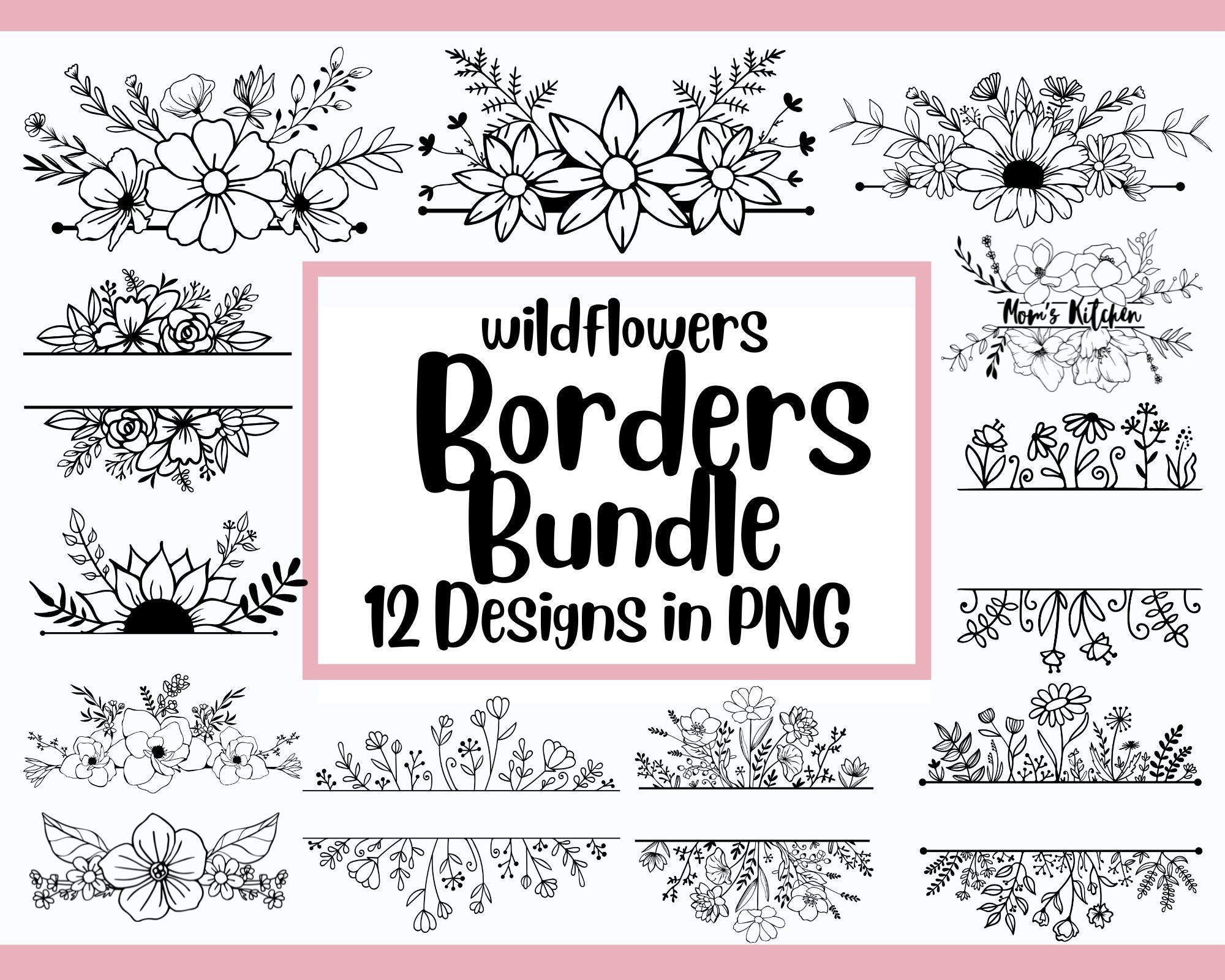 Botanical Borders SVG Mega Bundle, Wildflower Frames (digital Download ...