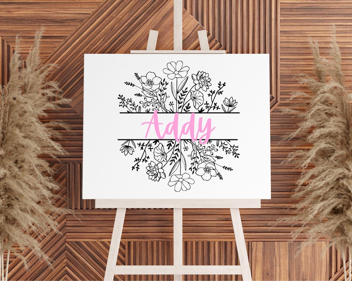 Wildflower Split SVG, Monogram Frame, Floral Svg, Png, Flower Frame Svg ...
