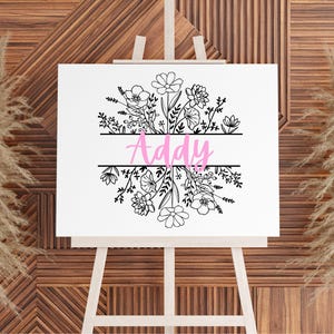 Wildflower Split SVG, Monogram Frame, Floral Svg, Png, Flower Frame Svg ...