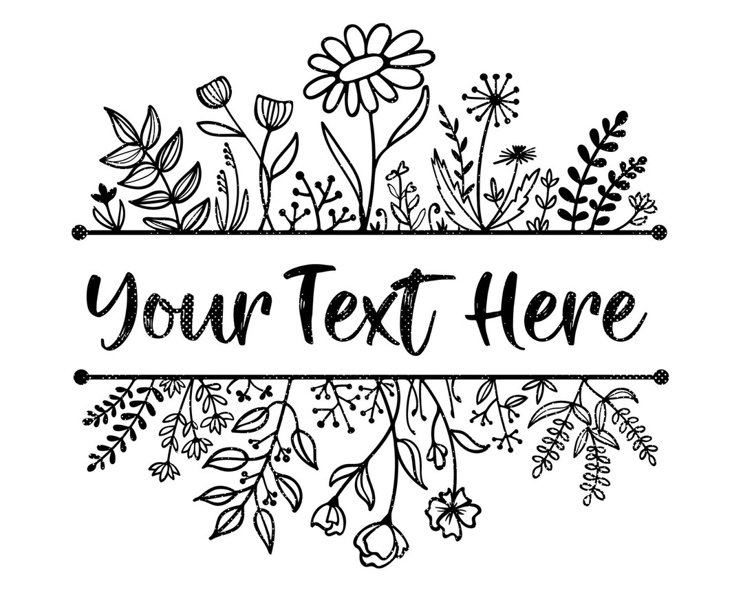 Wildflower PNG, Floral Border Monogram Split Frame SVG PNG Cricut ...