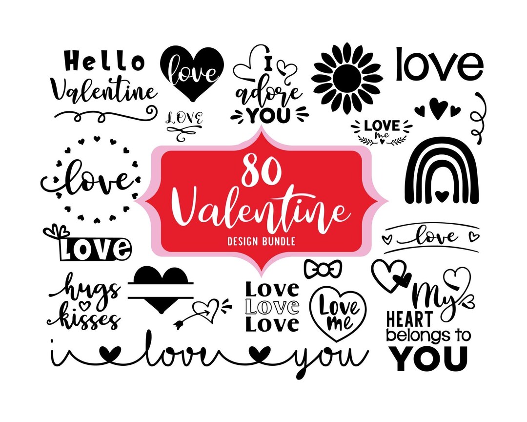 Valentine's Day SVG Bundle, Png and Dxf, Heart, Valentines Gift Making ...
