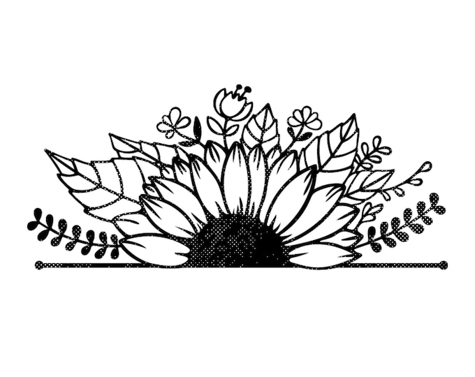 Floral Split Frame Svg, Line Drawing, Hand-drawn, Split Monogram Frame ...