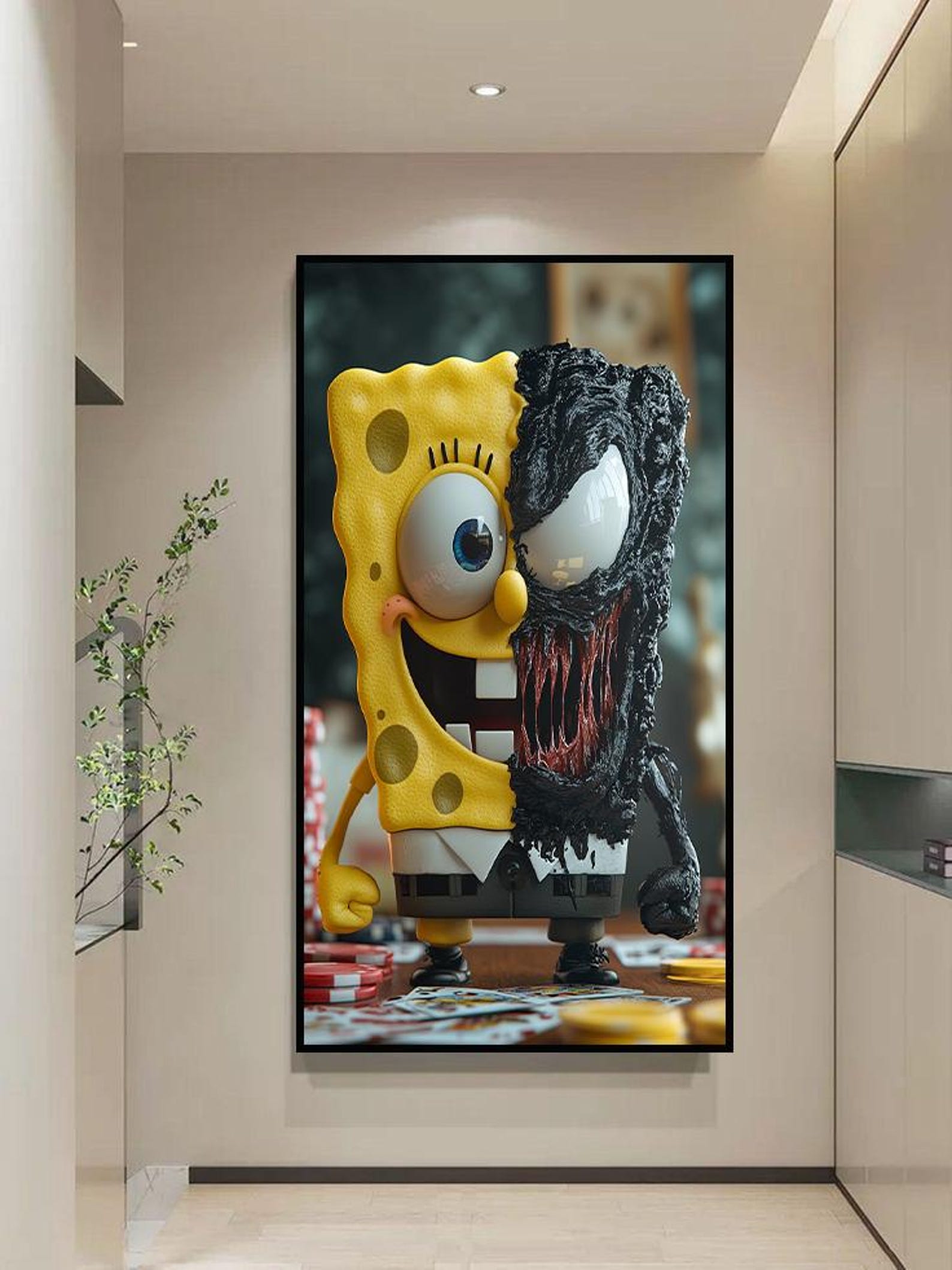 SPONGE BOB and VENOM Wall Decor Minimalist Print Monochrome Room or ...
