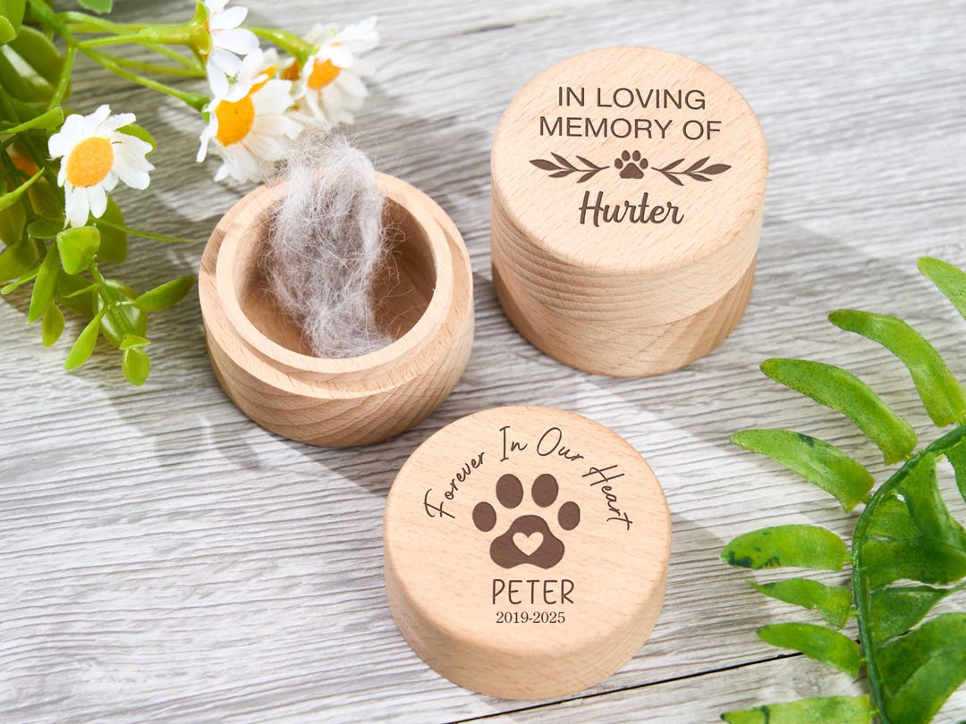 Personalized Pet Fur Memory Box,wooden Engraved Dog and Cat Hair ...