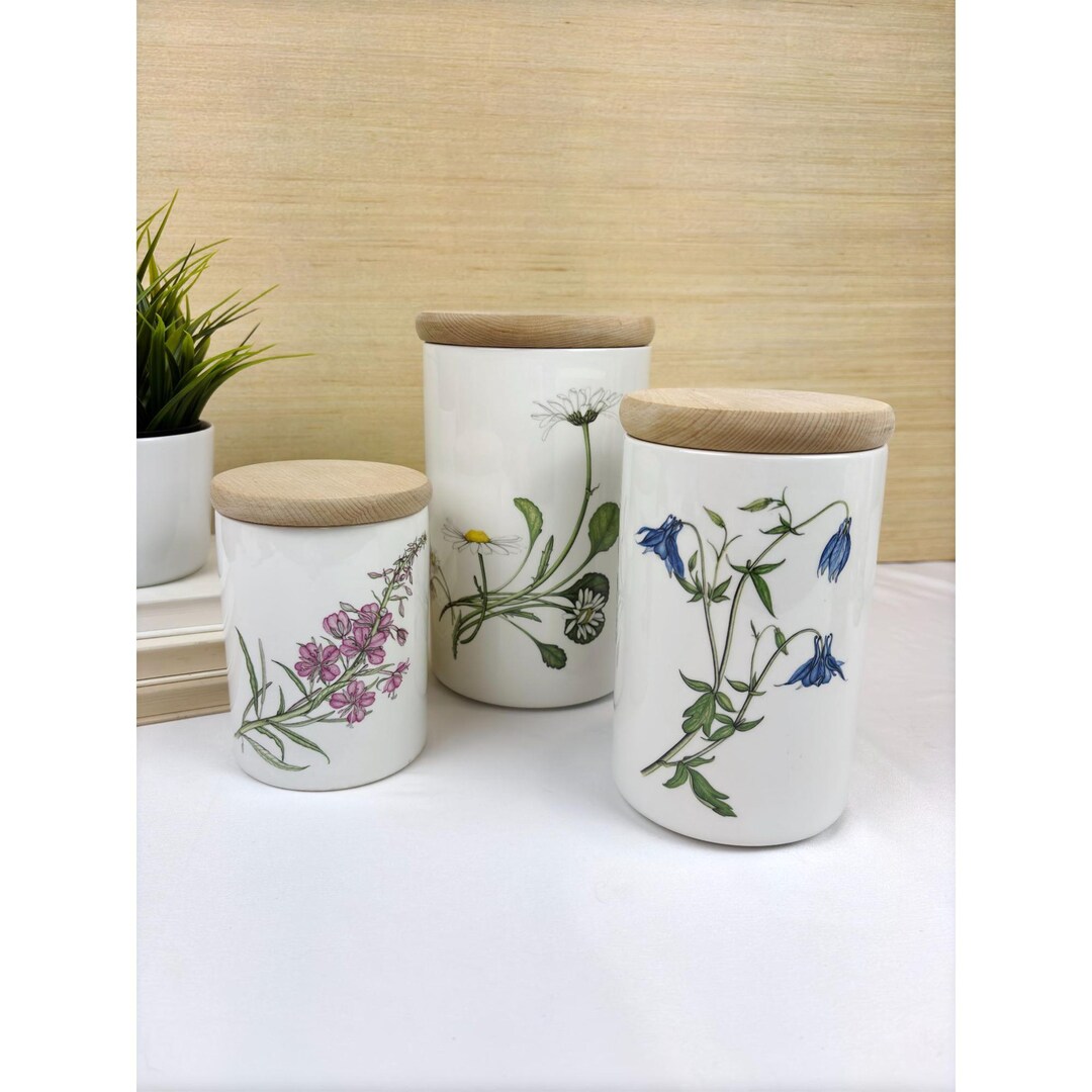 Portmeirion Botanic Garden Canister Set of 3 With Wooden Lids - Etsy