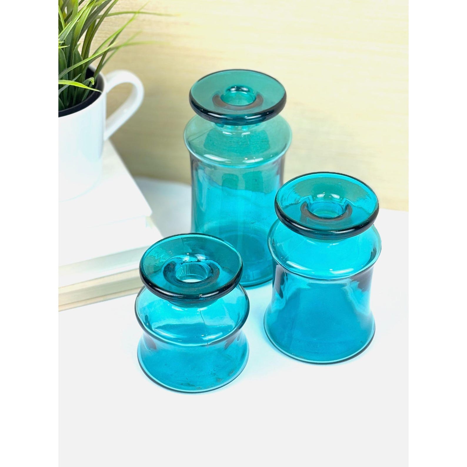 Vintage Dansk Jens Quistgaard Inkwell Candle Holder/vase Set of 3, Teal ...