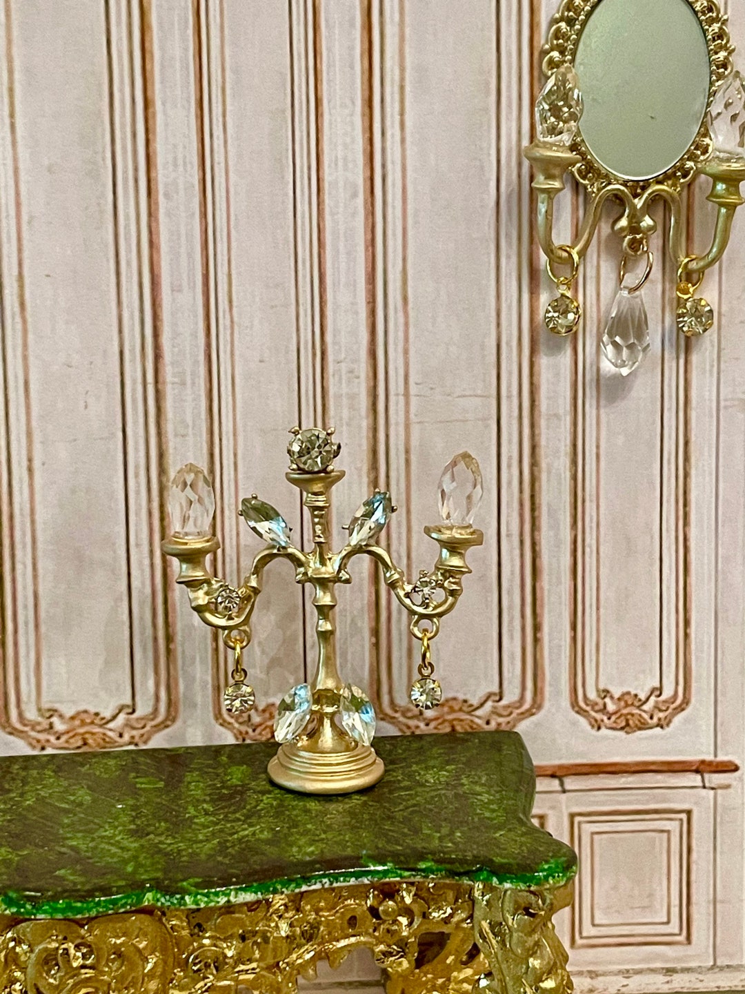 Miniature Crystal Candelabra, Czech Crystal, Brass Candelabra ...