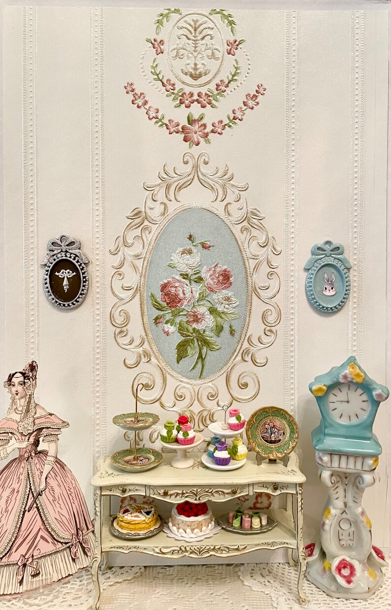Set of 2 Miniature Wall Plaques, Dollhouse Miniatures, Shabby Chic ...
