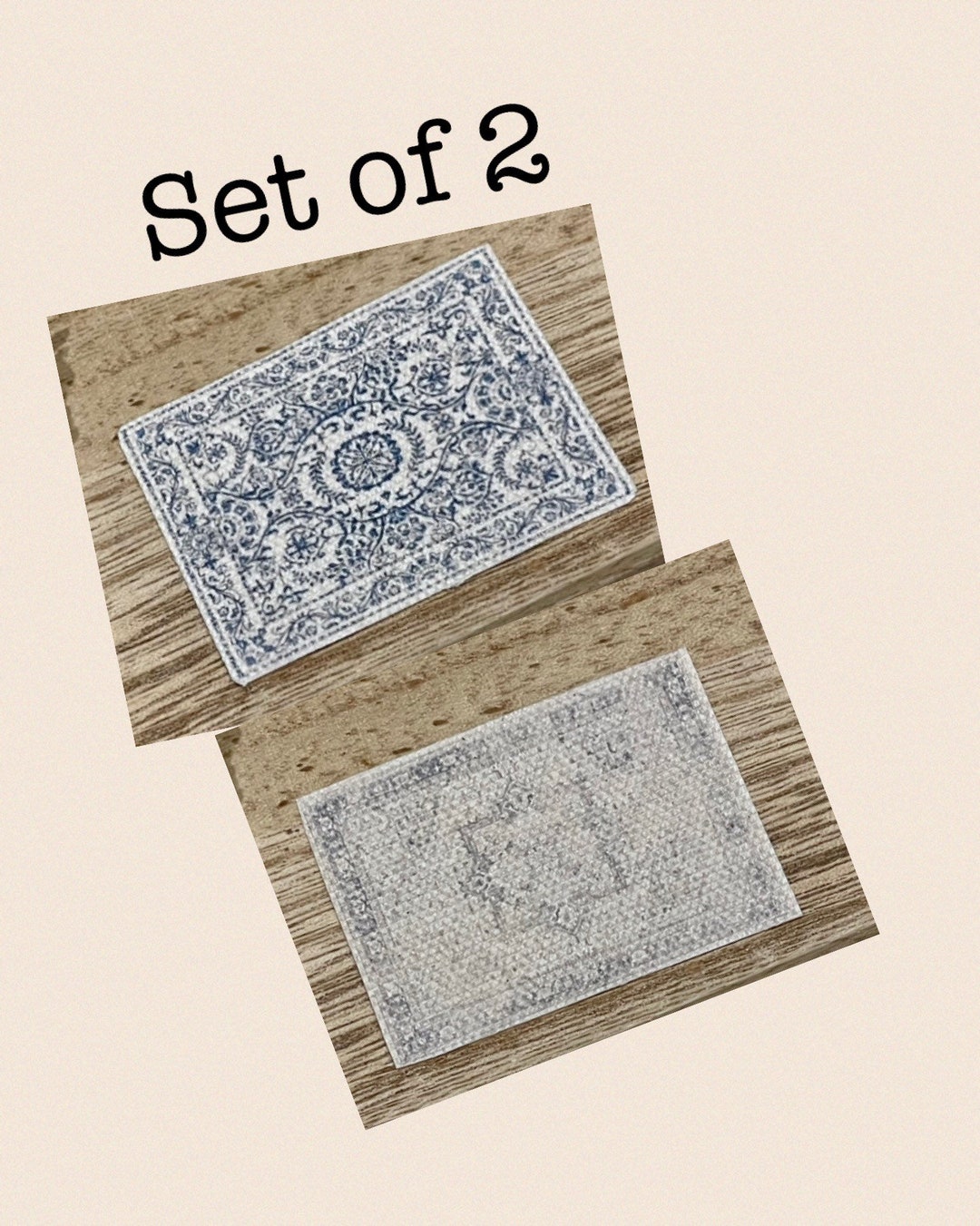 Set of 2 Miniature Rugs Set, Dollhouse Rug, Dollhouse Miniatures ...