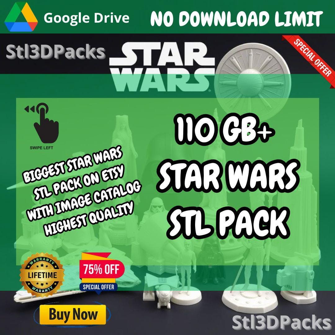 MEGA Star Wars STL Pack 110GB 3D Printing Pack Unlimited Google Drive ...