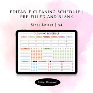 Editable Cleaning Schedule: Home Organization Checklist (digital ...