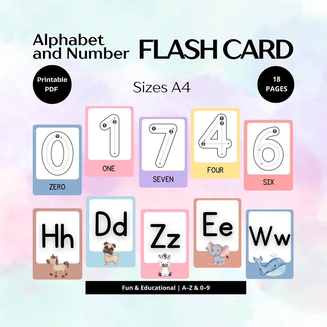 Animal Alphabet & Number Flash Cards: Montessori Learning (PDF Download ...