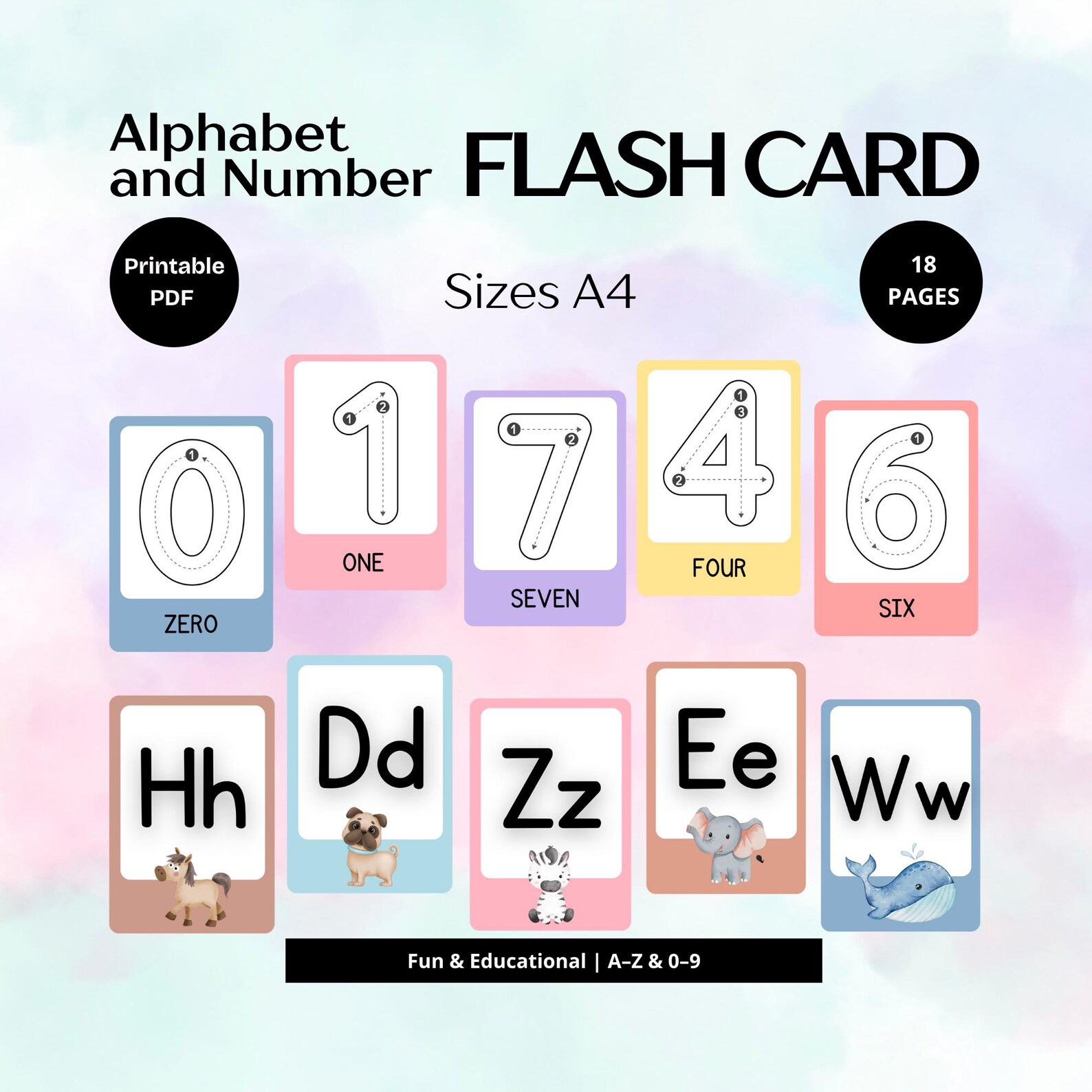Animal Alphabet & Number Flash Cards: Montessori Learning (PDF Download ...