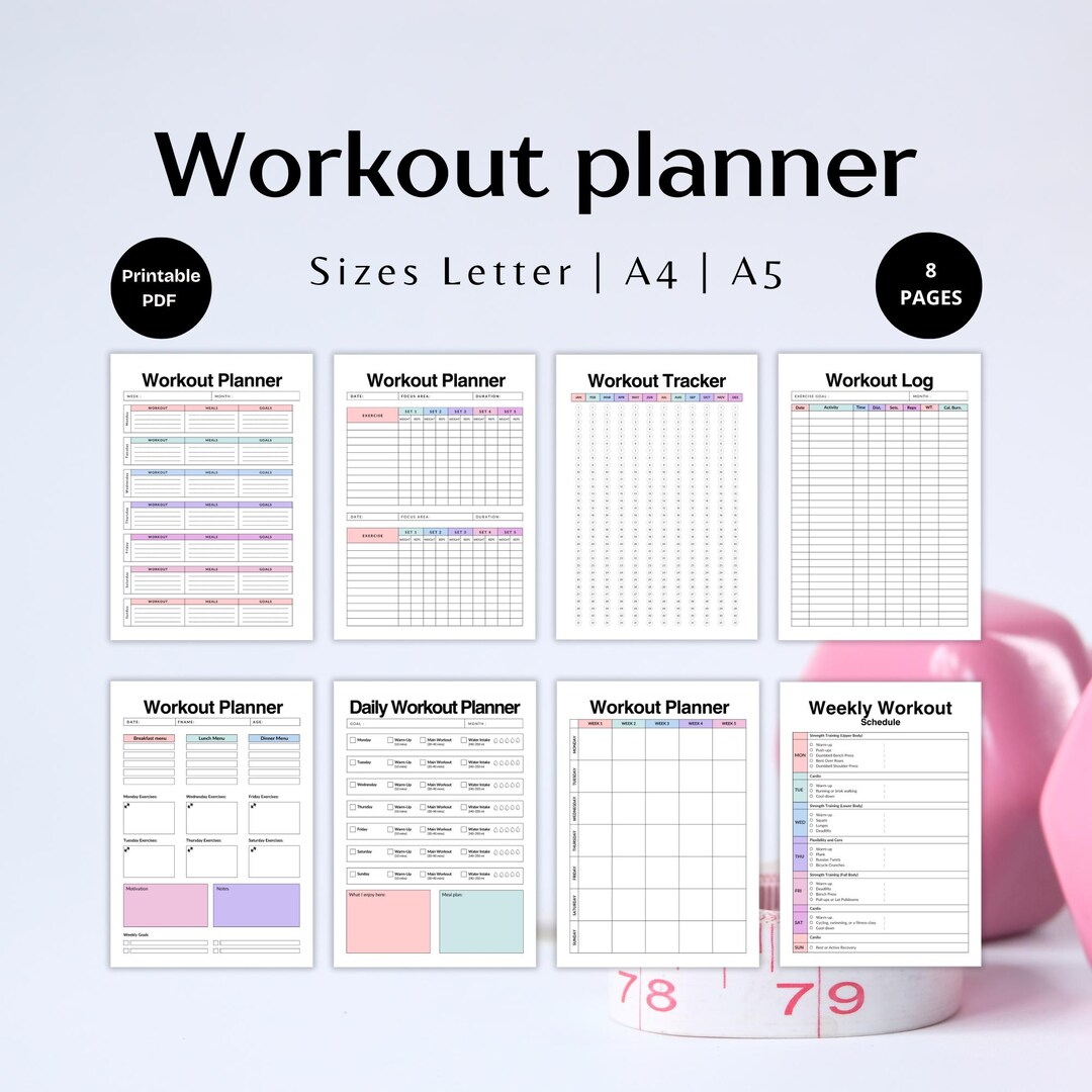 Printable Workout Planner: Daily Fitness Tracker (A4, A5, Letter) - Etsy UK