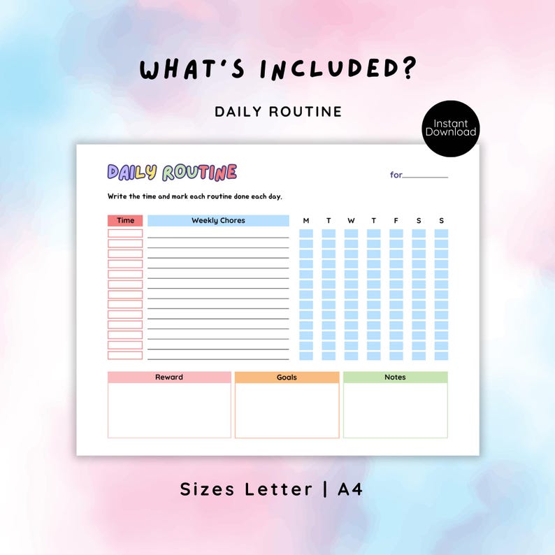 Kids Chore Chart Bundle: Editable Routine Tracker (PDF) - Etsy