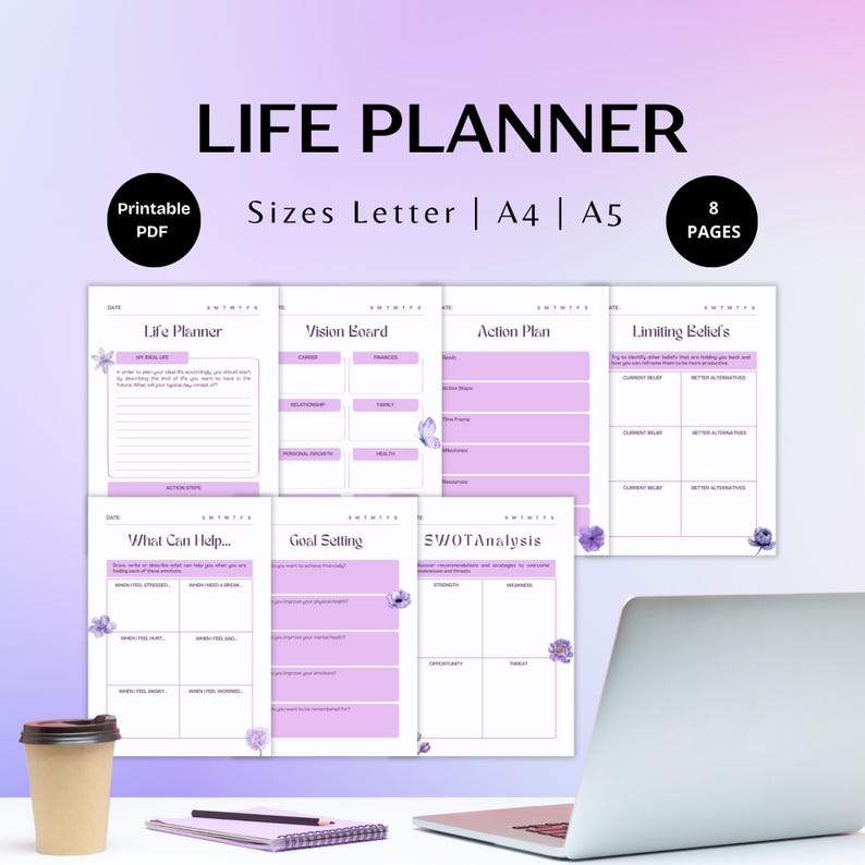 Life Planner Printable: Goal Setting, Vision Board (PDF) - Etsy