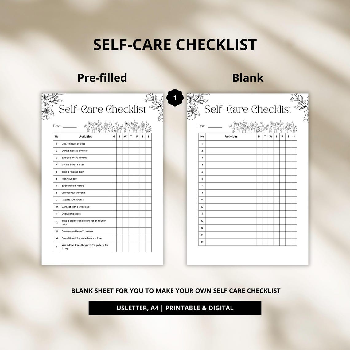 Self-care Checklist Bundle: Daily & Weekly Routine (PDF Printable) - Etsy