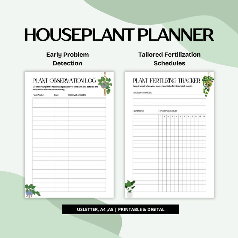 Houseplant Care Planner: Plant Profiles, Growth Tracker (PDF) - Etsy