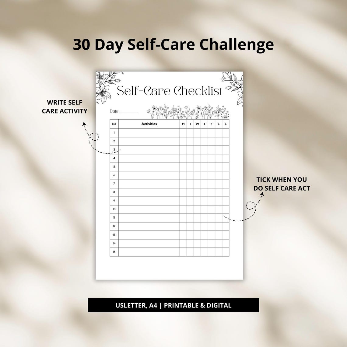 Self-care Checklist Bundle: Daily & Weekly Routine (PDF Printable) - Etsy
