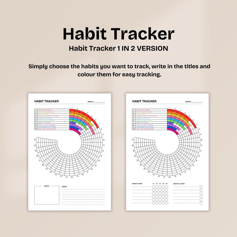Printable Habit Tracker | Achieving Goals | Staying Organized | Daily ...