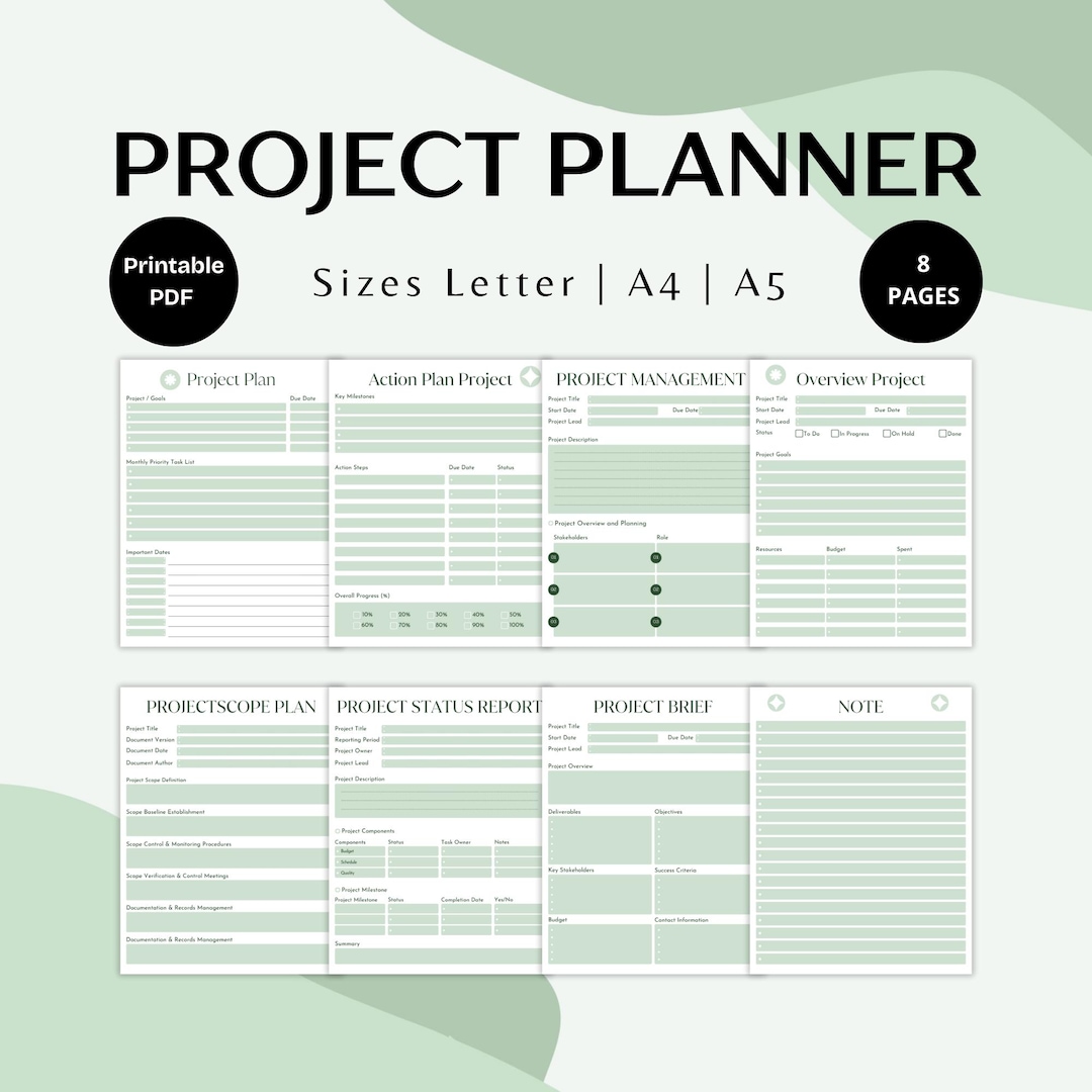 Printable Project Planner: Action Plan, Status Report (PDF Download) - Etsy