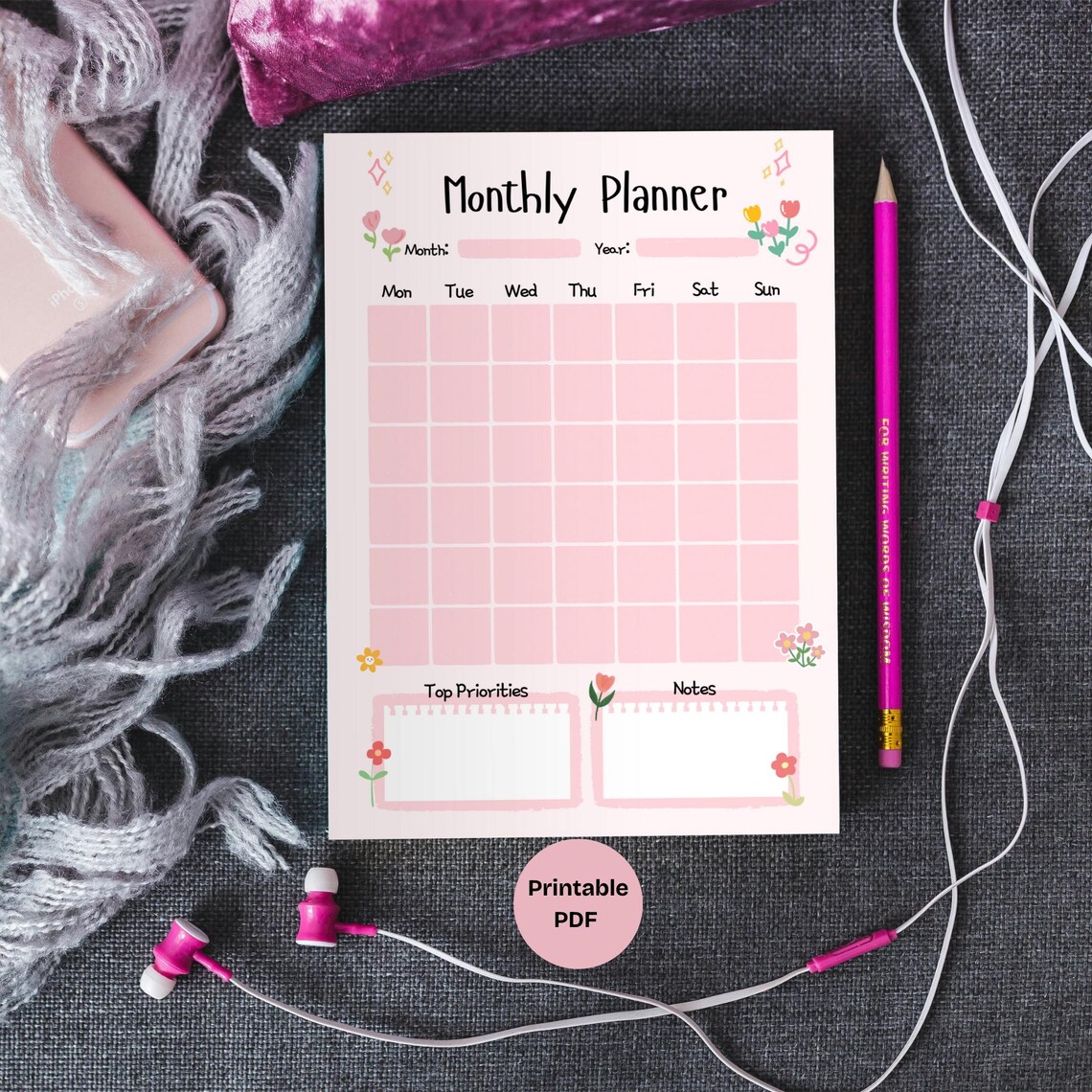 Blush Pink Journal Planner Bundle: Weekly, Monthly, Daily (digital ...
