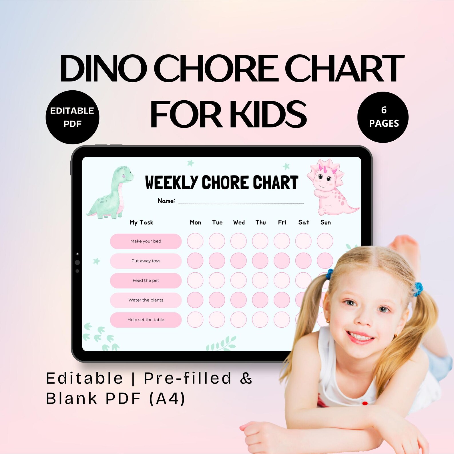 Dino Chore Chart Bundle: Kids' Daily Routine, Responsibility & Reward ...