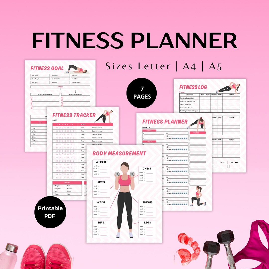 Digital Fitness Wellness Planner | Workout Planner | Habit Tracker ...