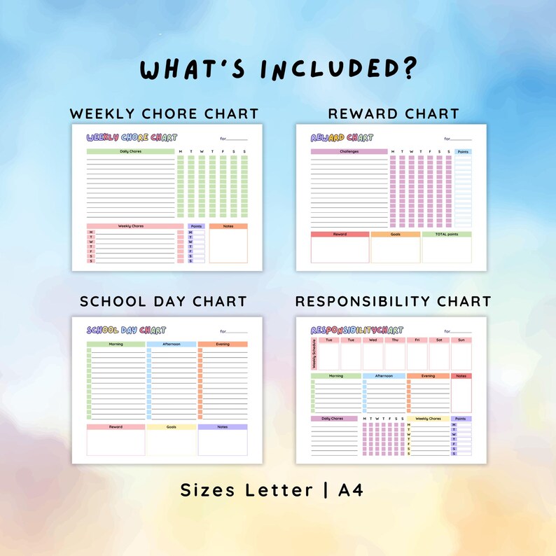 Kids Chore Chart Bundle: Editable Routine Tracker (PDF) - Etsy