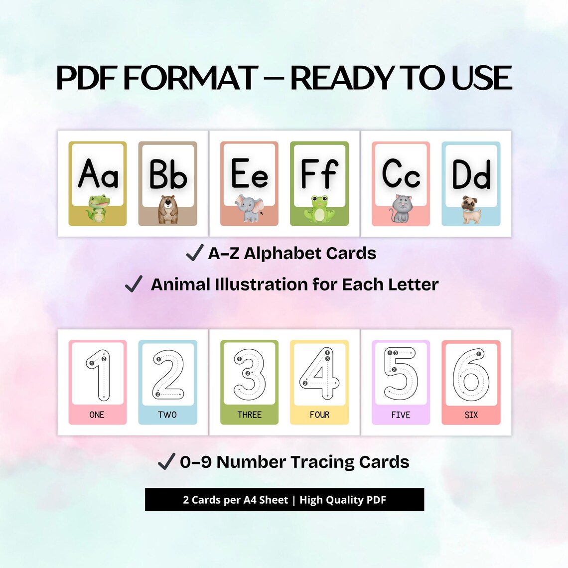 Animal Alphabet & Number Flash Cards: Montessori Learning (PDF Download ...
