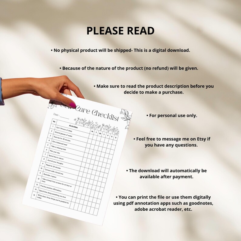 Self-care Checklist Bundle: Daily & Weekly Routine (PDF Printable) - Etsy