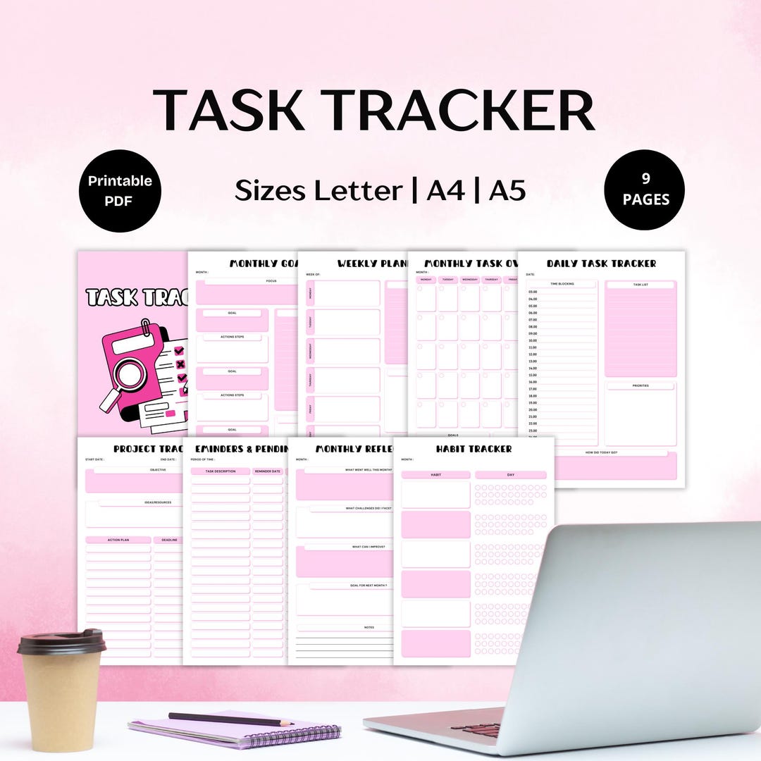 Printable Task Tracker Planner: Daily, Weekly, Monthly (PDF) - Etsy