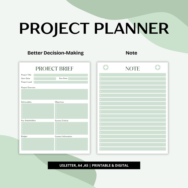 Printable Project Planner: Action Plan, Status Report (PDF Download) - Etsy