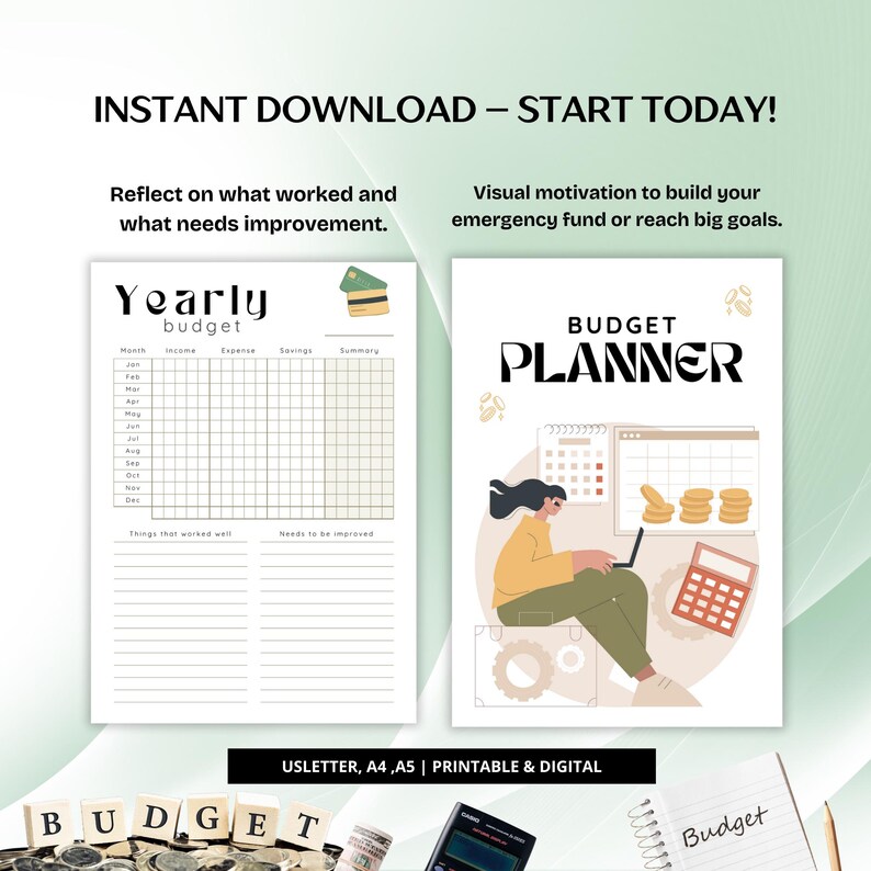 Printable Budget Planner: Finance Tracker (PDF Download) - Etsy