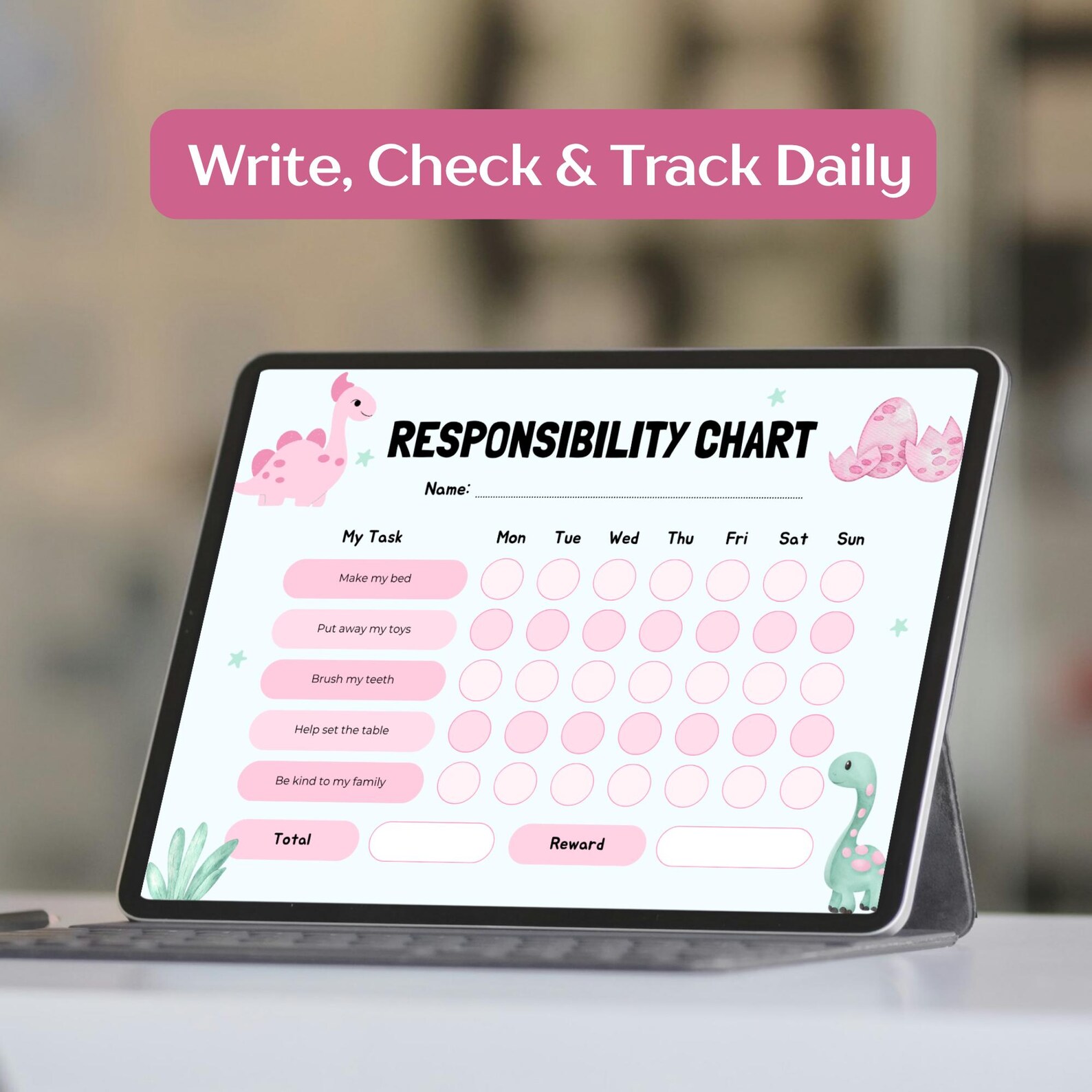 Dino Chore Chart Bundle: Kids' Daily Routine, Responsibility & Reward ...