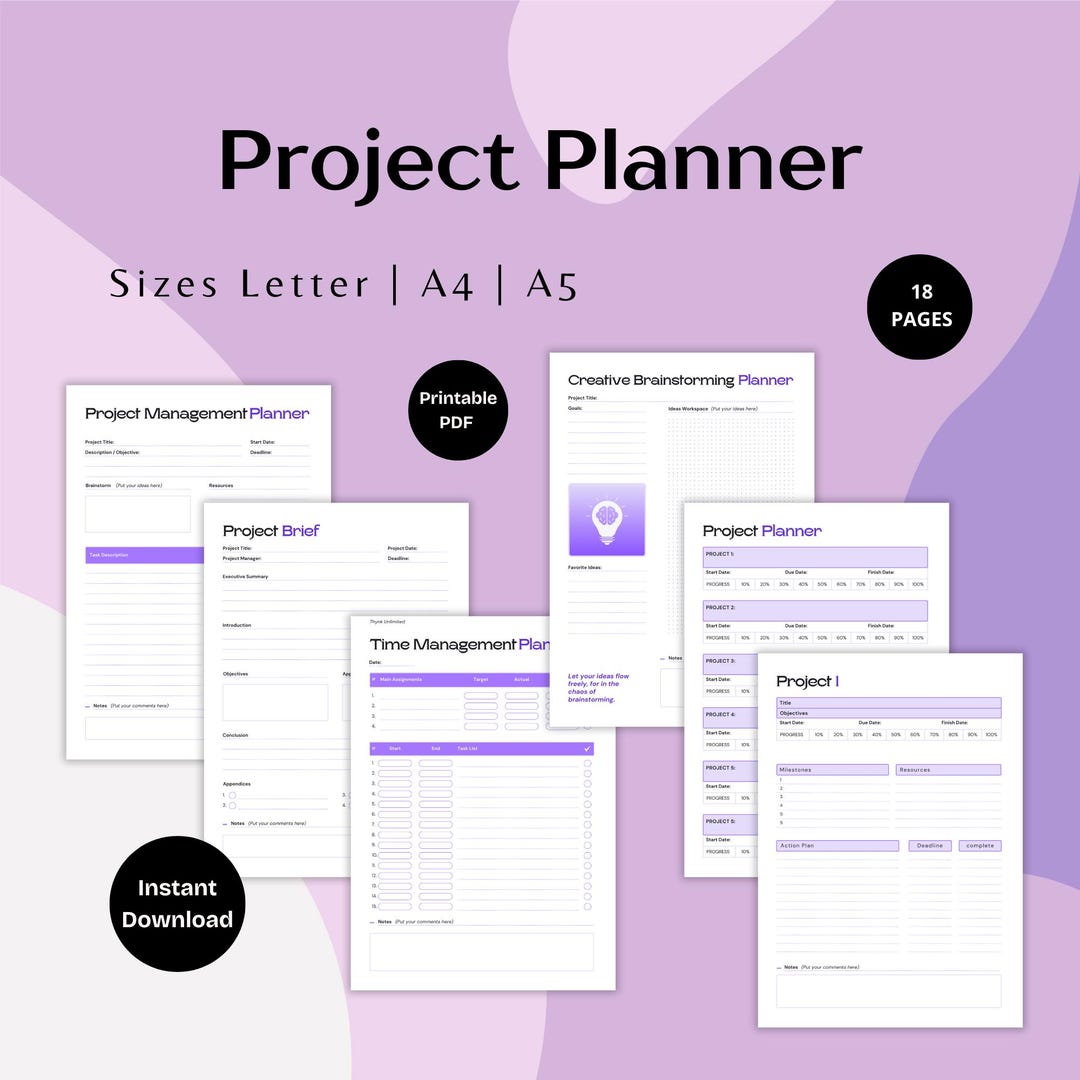 Project Planner Printable | Project Management| Time Management ...