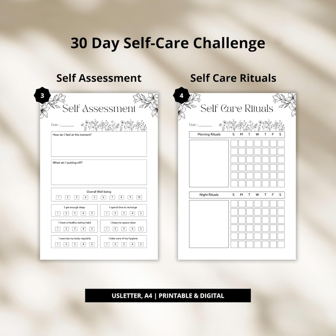Self-care Checklist Bundle: Daily & Weekly Routine (PDF Printable) - Etsy