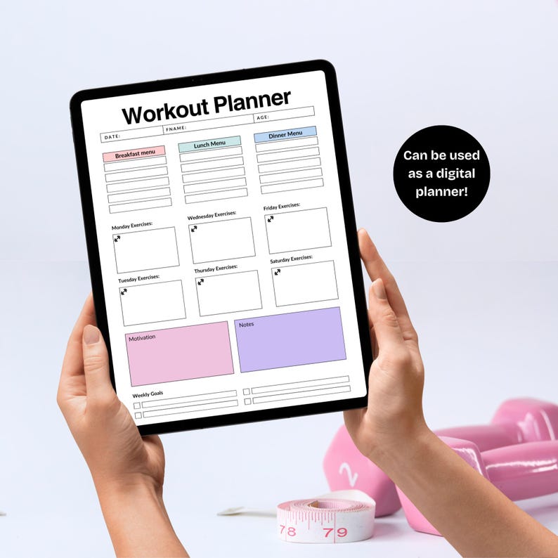 Printable Workout Planner: Daily Fitness Tracker (A4, A5, Letter) - Etsy