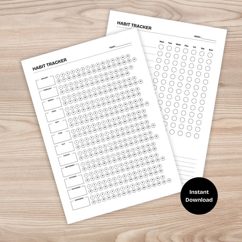 Printable Habit Tracker: Daily, Weekly, Monthly Goal Setting (PDF) - Etsy