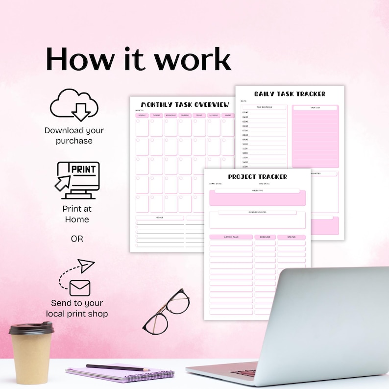 Printable Task Tracker Planner: Daily, Weekly, Monthly (PDF) - Etsy