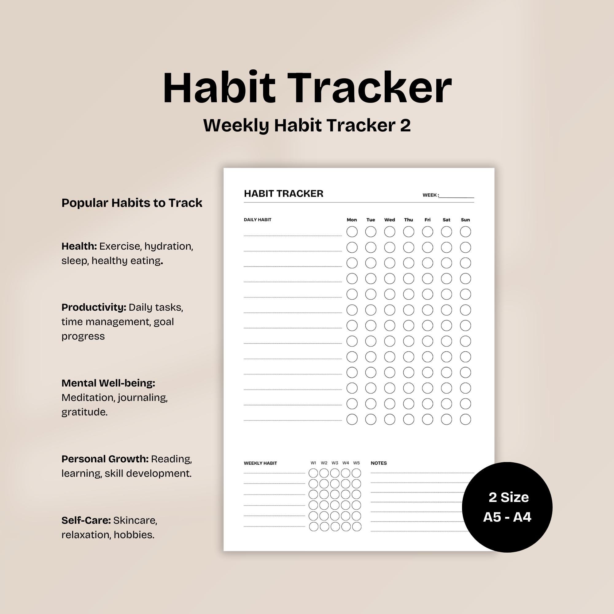 Printable Habit Tracker: Daily, Weekly, Monthly Goal Setting (PDF) - Etsy