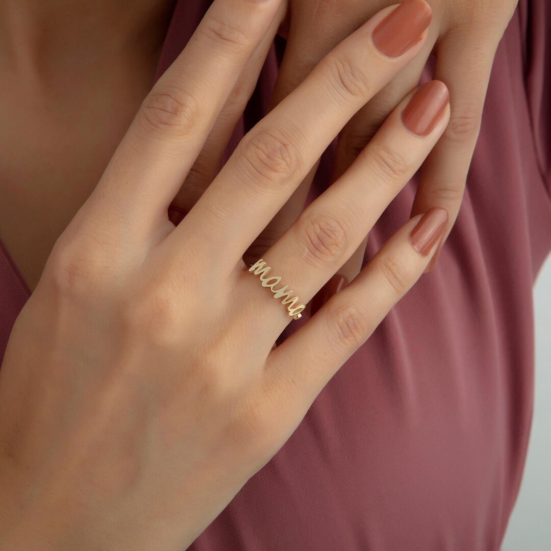 Mama Ring Yellow Gold - 10K 14K 18K Gold, Customizable Minimalist ...
