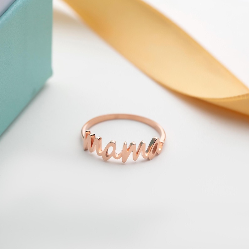 Mama Ring Yellow Gold - 10K 14K 18K Gold, Customizable Minimalist ...