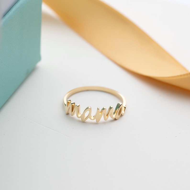 Mama Ring Yellow Gold - 10K 14K 18K Gold, Customizable Minimalist ...
