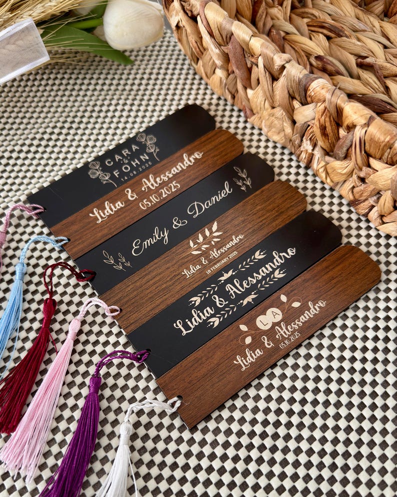 Custom Engraved Wooden Bookmark: Rustic Wedding Favor Keepsake - Etsy