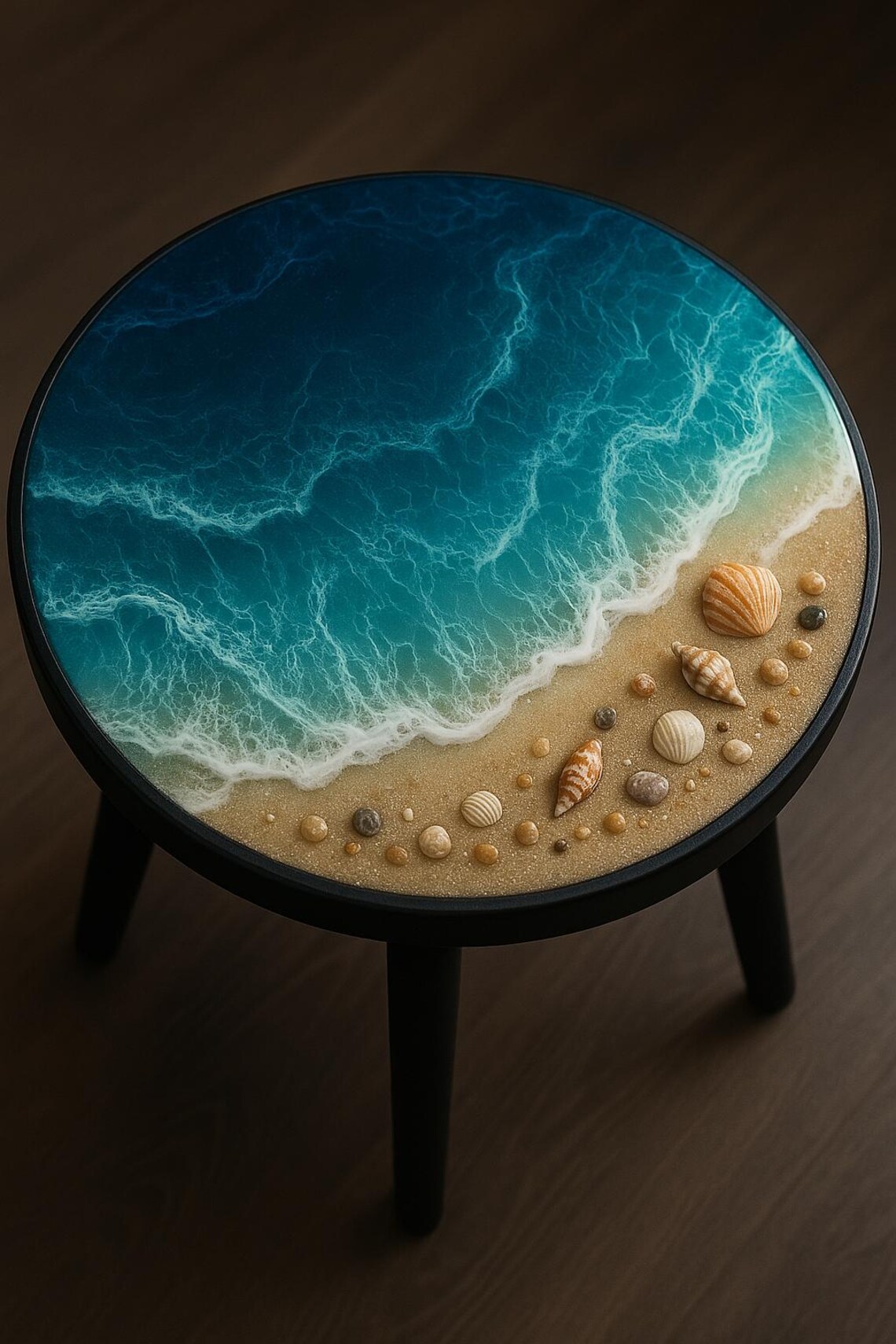 SPECIAL ORDER CUSTOM Table Round Epoxy Resin Table With Seashells ...