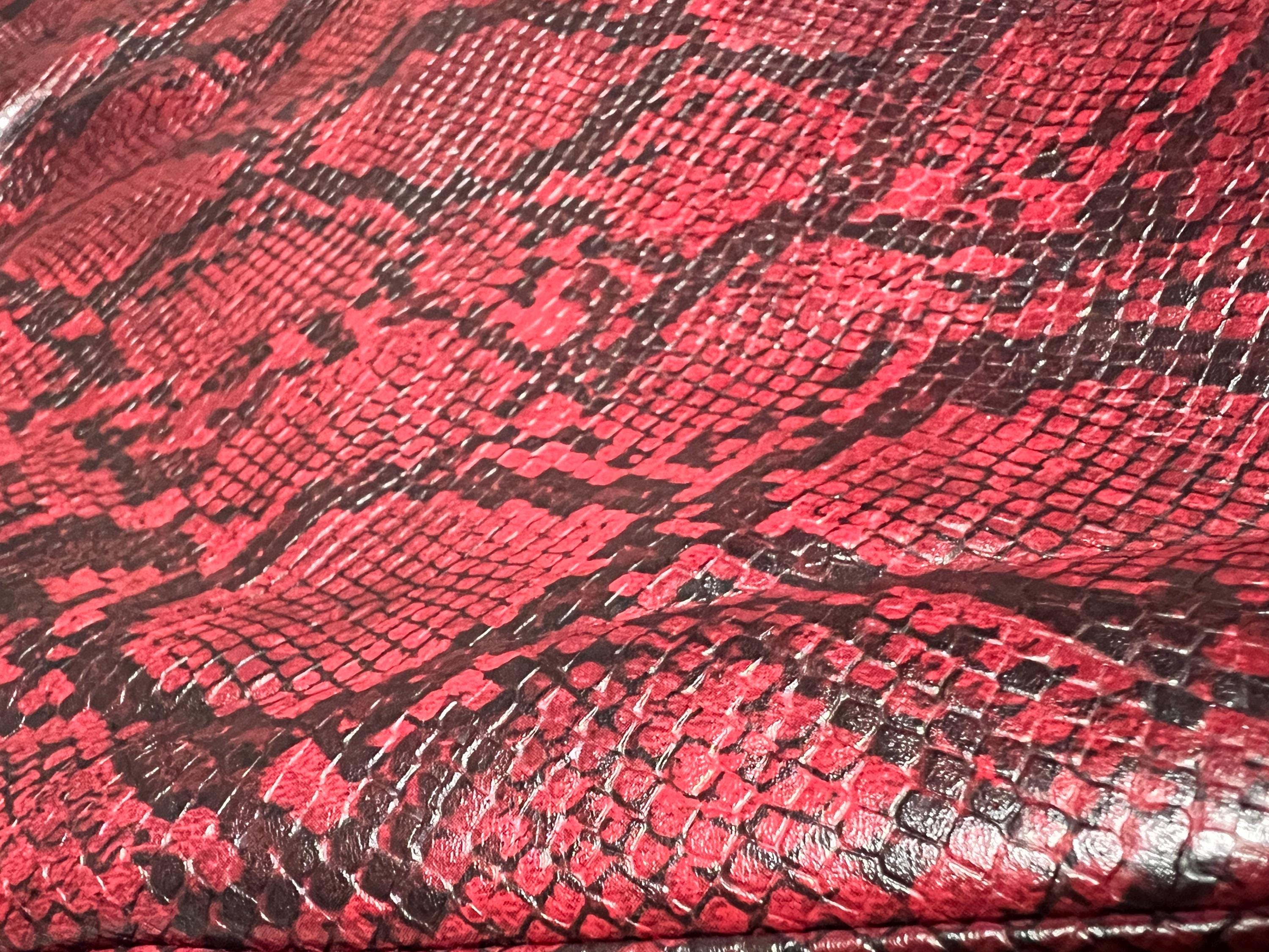 Red Snake Print Mini Skirt Trendy Women’s Faux Leather Skirt Animal ...