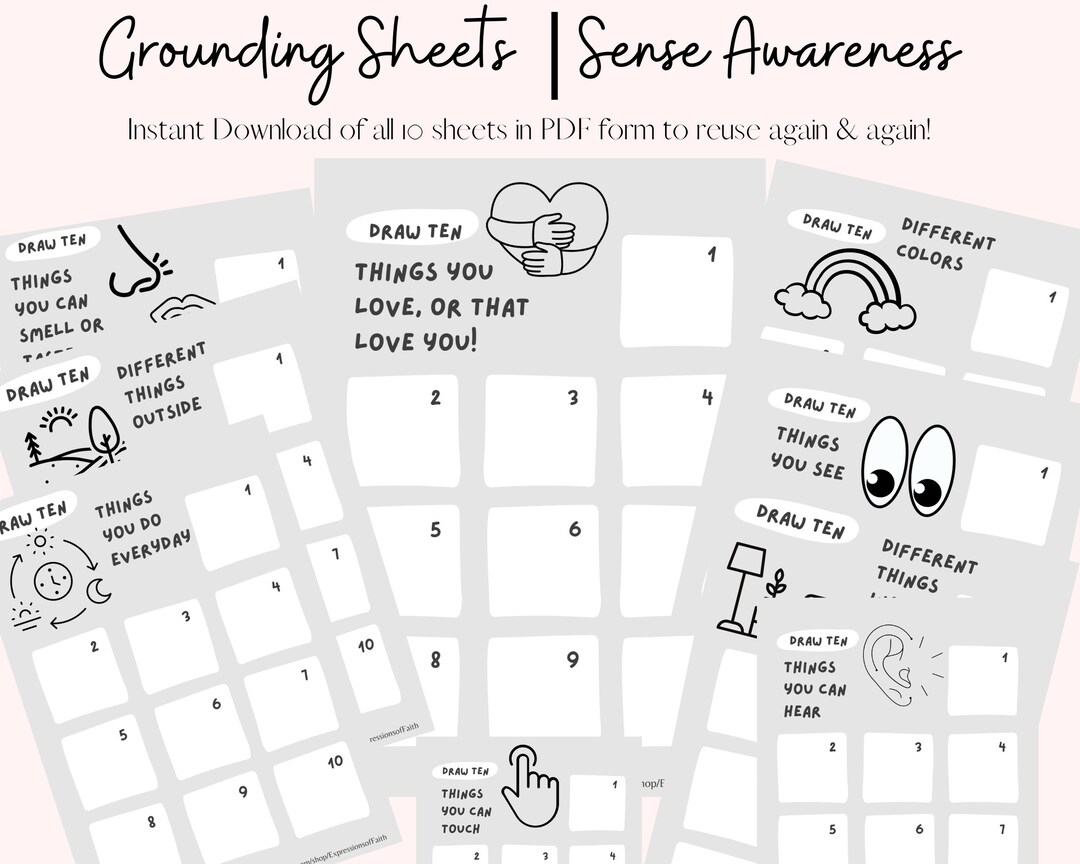 Kids Coloring Grounding 5 Senses Techniques Sheets Papers for Teachers ...