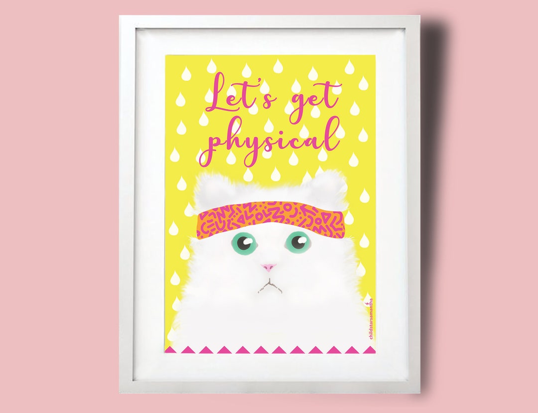 Cat Motivational Wall Art, Sporty Birthday Gift for Cat Lover, Fitness ...