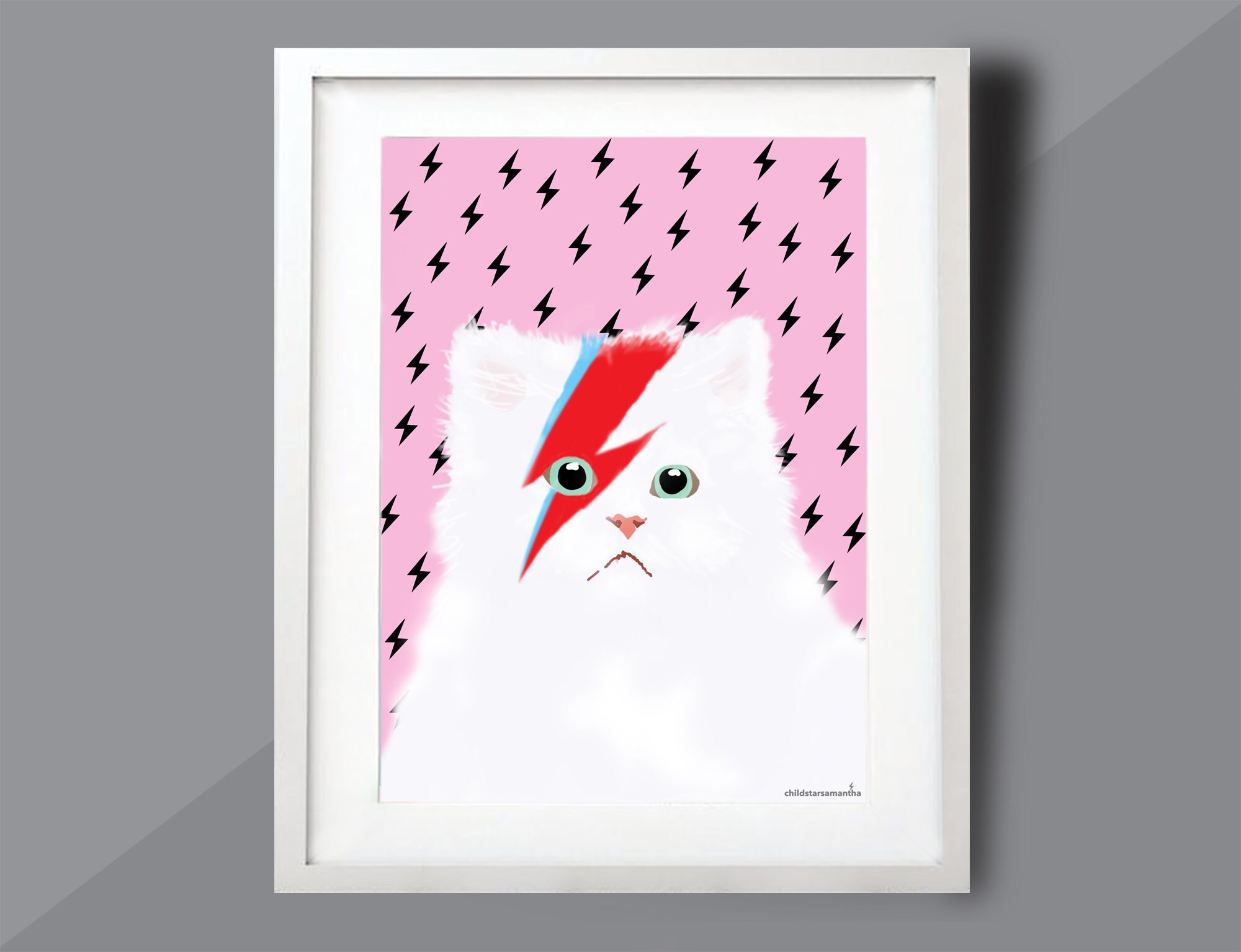 Pink Wall Art Print With Meowie Cat Perfect Birthday Gift for - Etsy UK